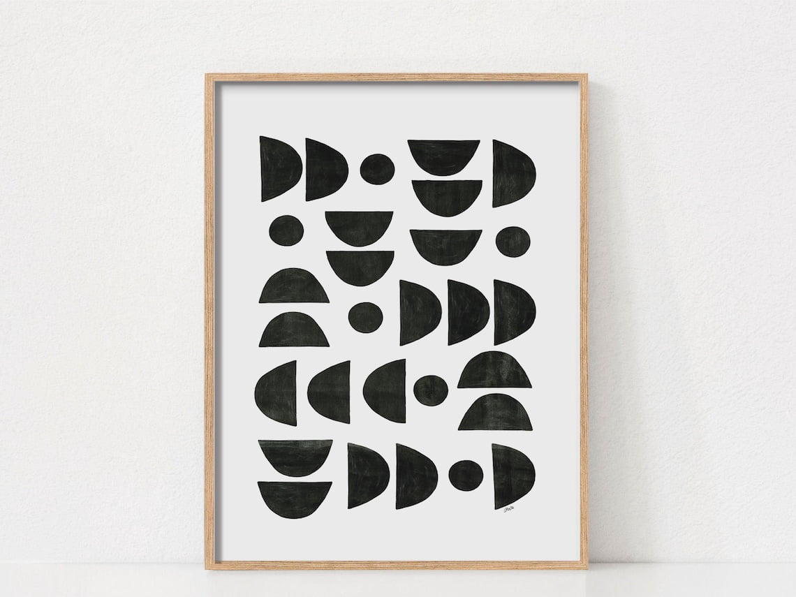 Abstract Wall Art Black And White Poster Modern Decor Minimalist ...