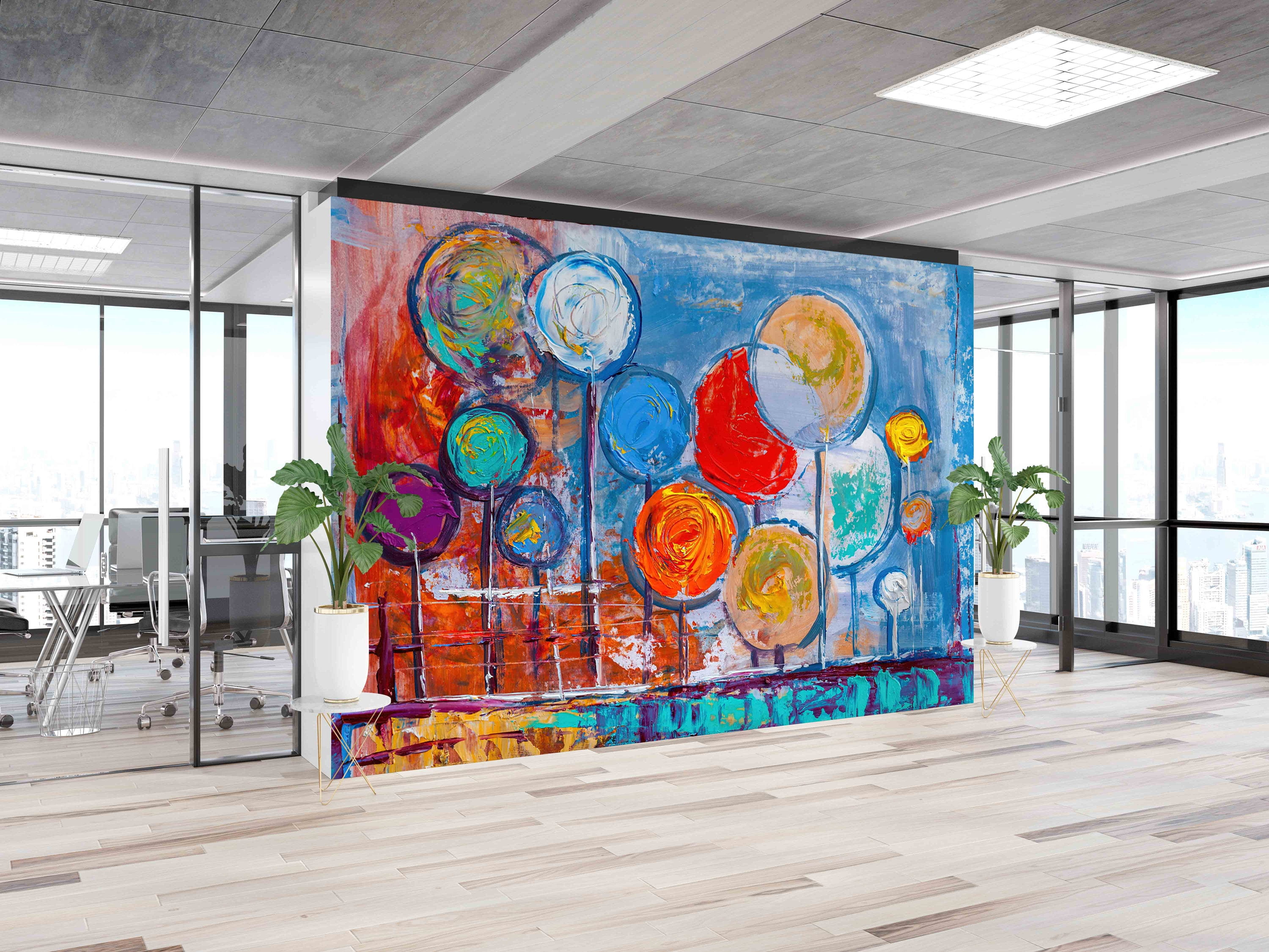 Abstract Wall Art, Bright Wallpaper, Oil Painting Print, Custom ...