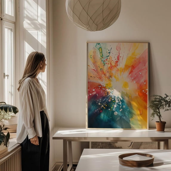 Abstract Wall Art Colorful Splash Art Home Decor Vintage Gift Living ...
