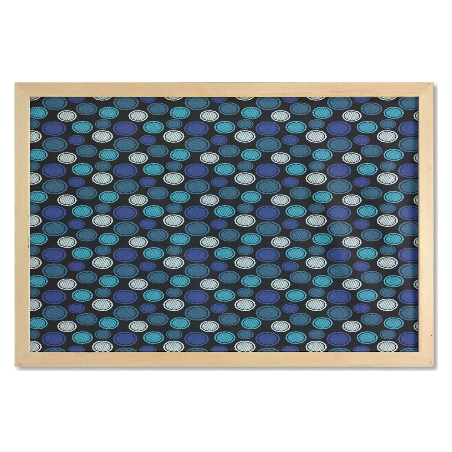 Abstract Wall Art with Frame, Blue Color Palette Polka Dots Circular ...