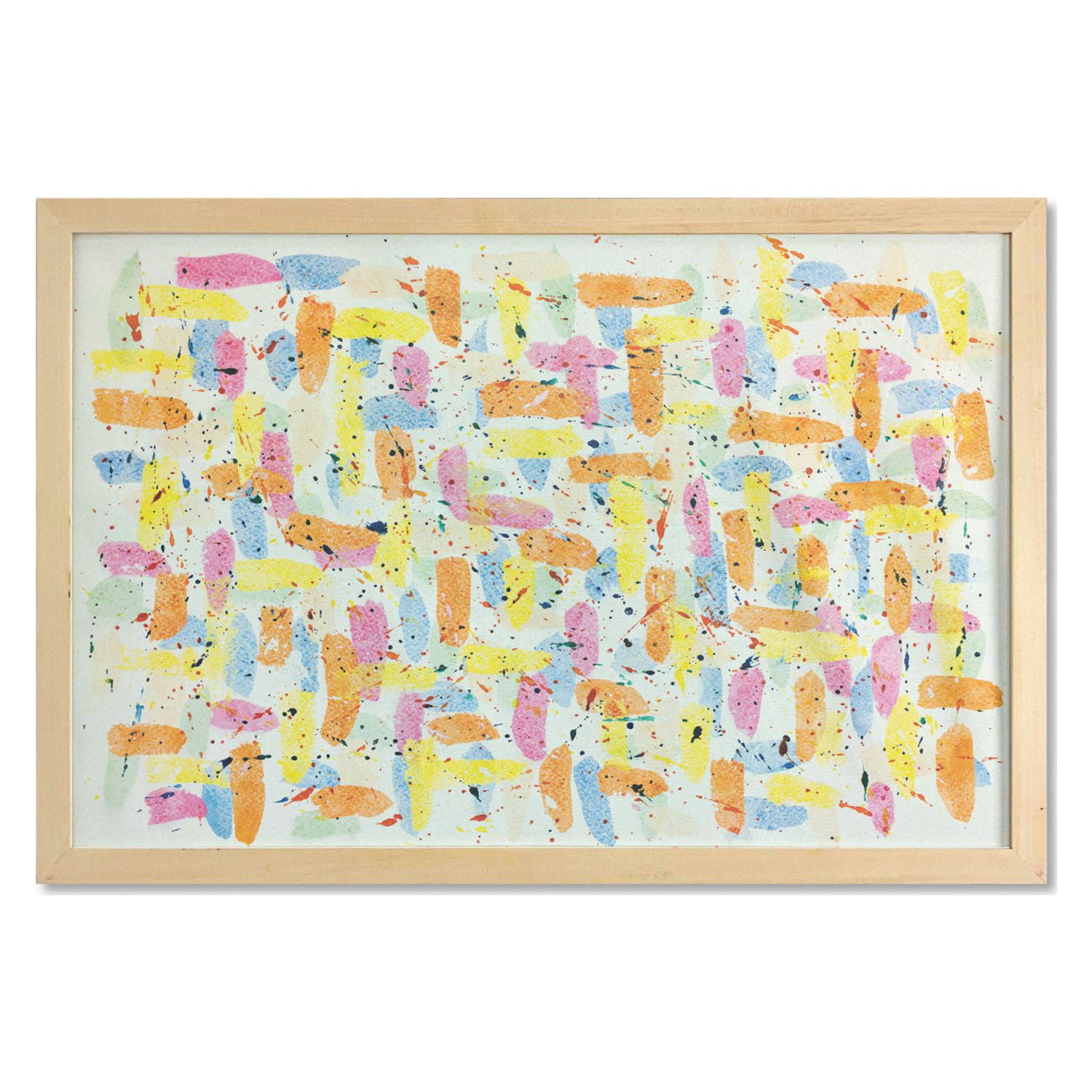 Abstract Wall Art with Frame, Paint Blobs and Drips Pattern Watercolor ...