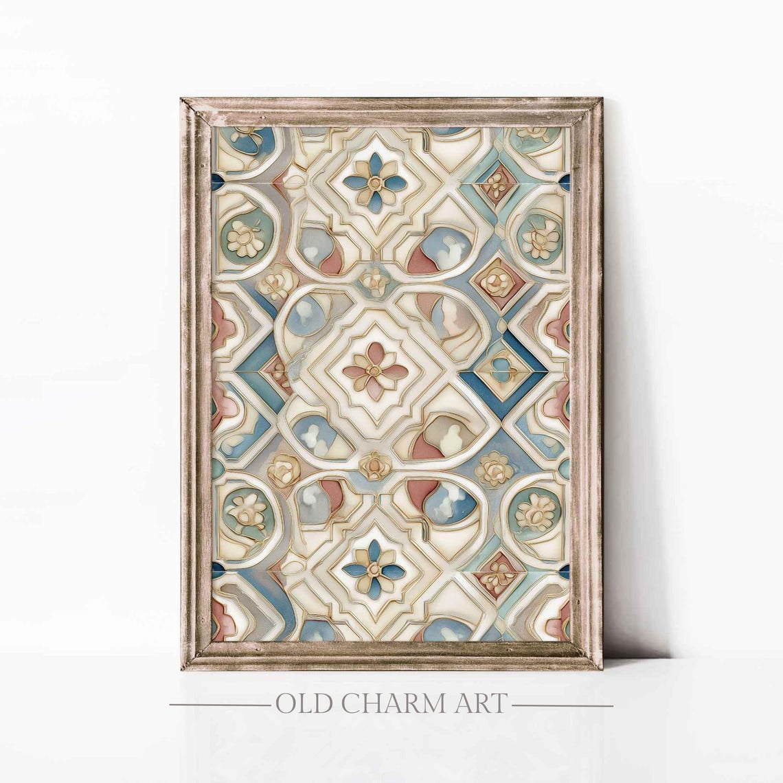 Abstract Wall Art, Geometric Pattern Poster, Vintage Ceramic Kitchen ...