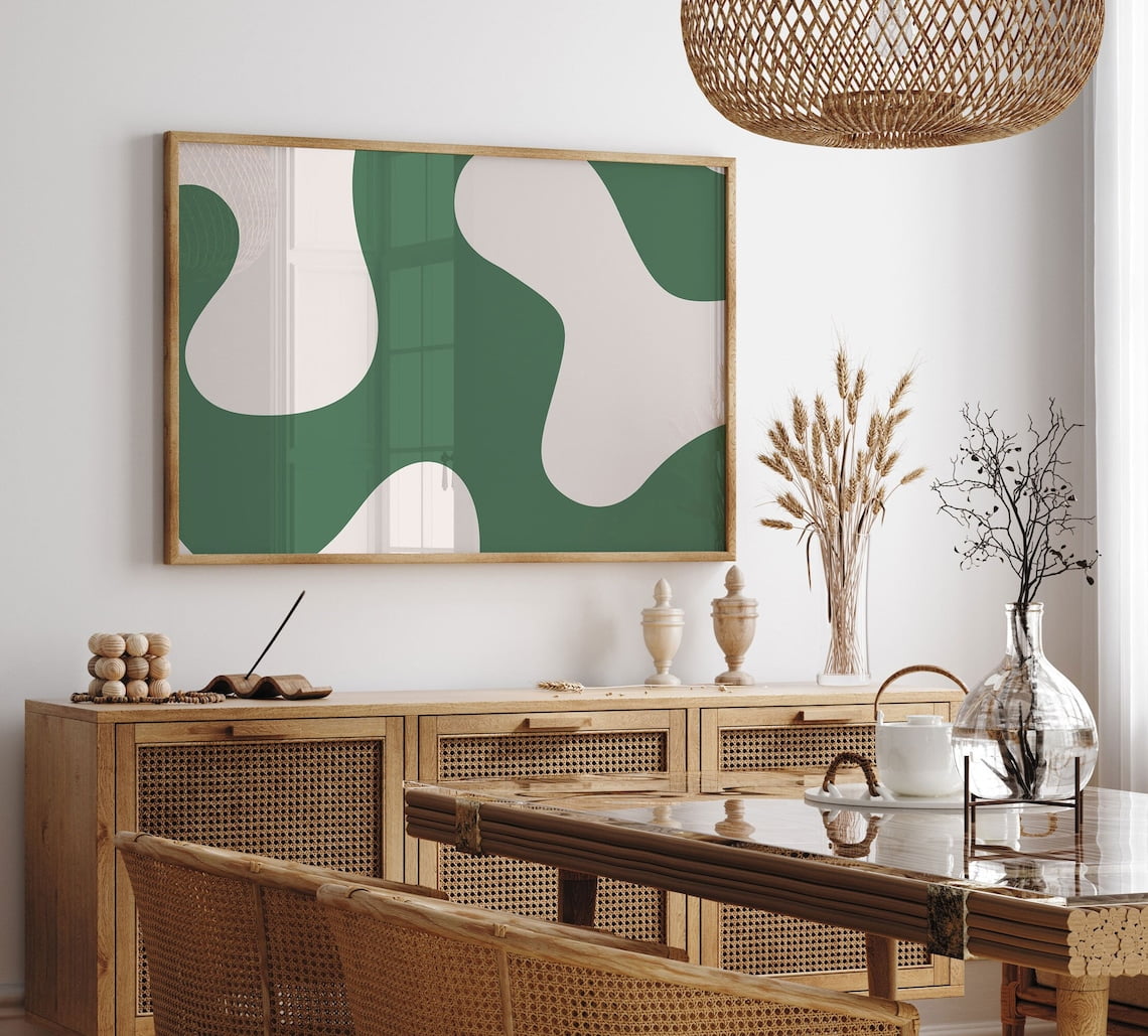 Abstract Wall Art, Green Wall Art, Minimalist Wall Art, Neutral Gallery ...