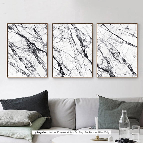 Abstract Wall Art Marble Black & White Minimalist Modern Boho Home ...