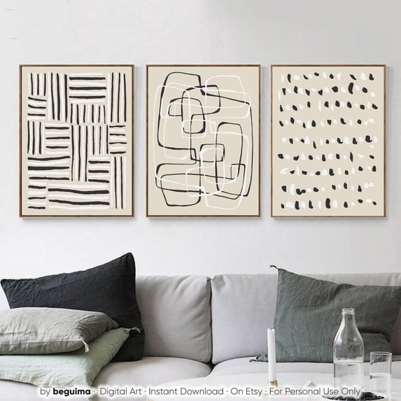 Abstract Wall Art Modern Art Neutral Beige Mid Century Boho Home Decor ...