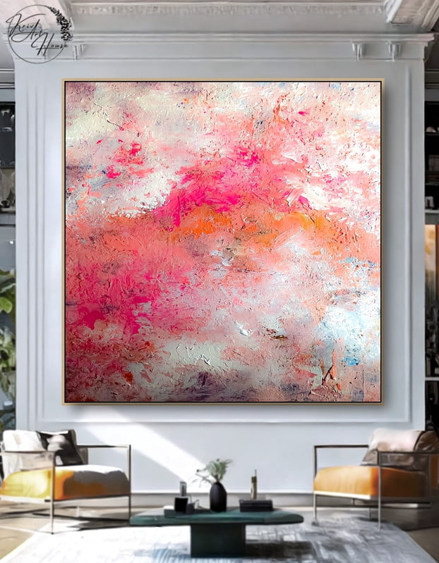 Abstract Wall Art Painting Blush of Light Handmade Modern Canvas Home ...