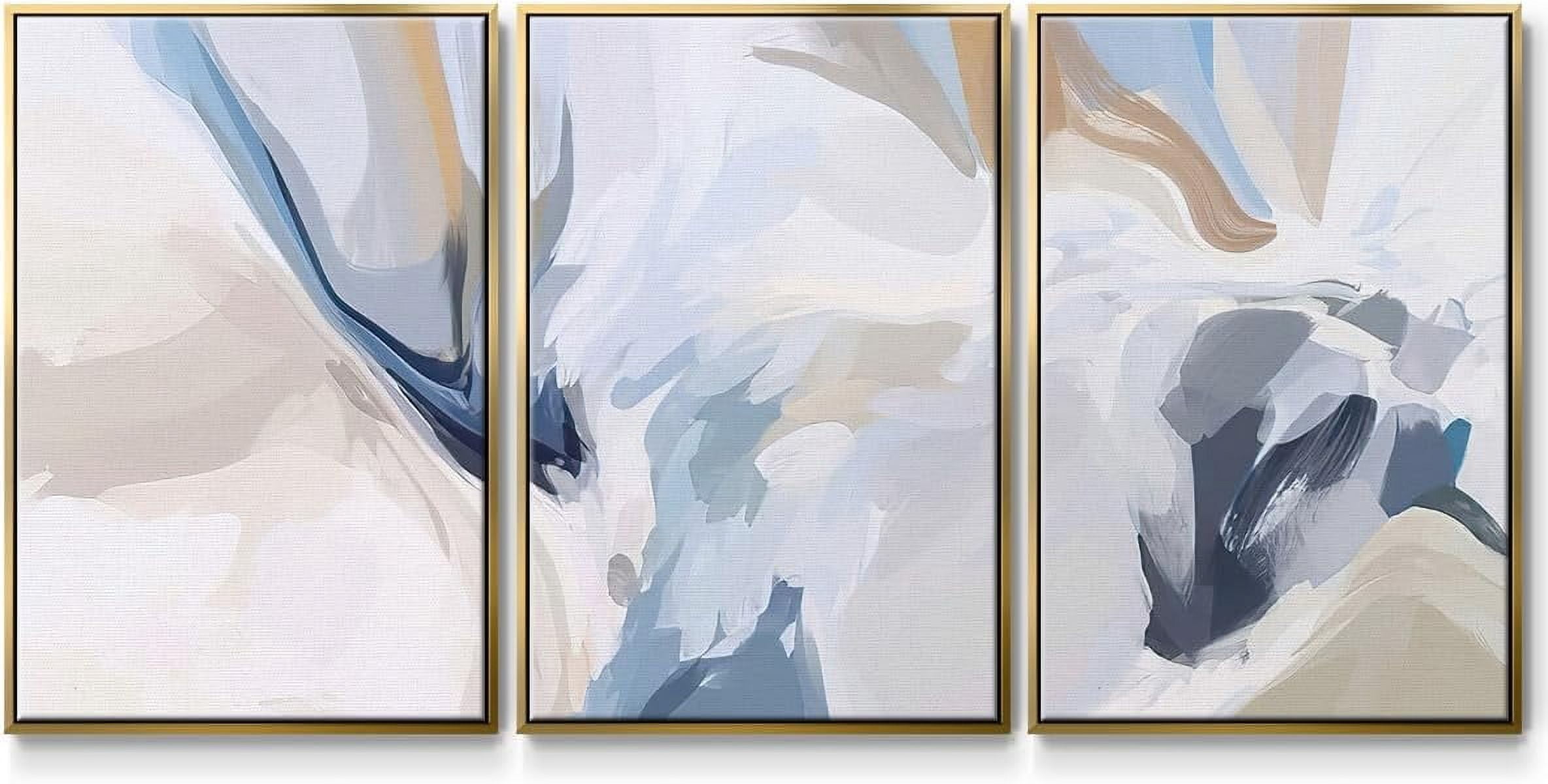 Abstract Wall Art White Blue Fresh Air Painting Modern Artwork Canvas ...