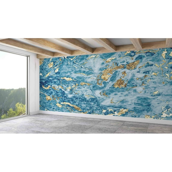 Abstract Wall Poster, Bright Wallpaper, Modern Wallpaper, Blue Marble ...