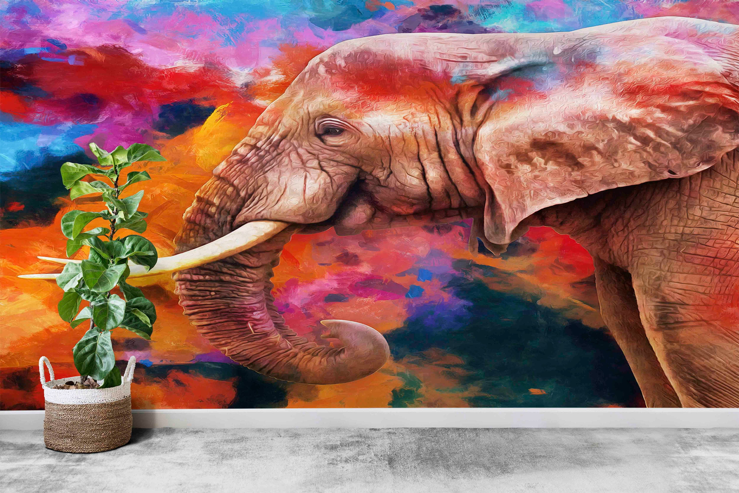 Abstract Wall Print, Custom Wallpaper, Modern Wallpaper, Elephant Wall ...