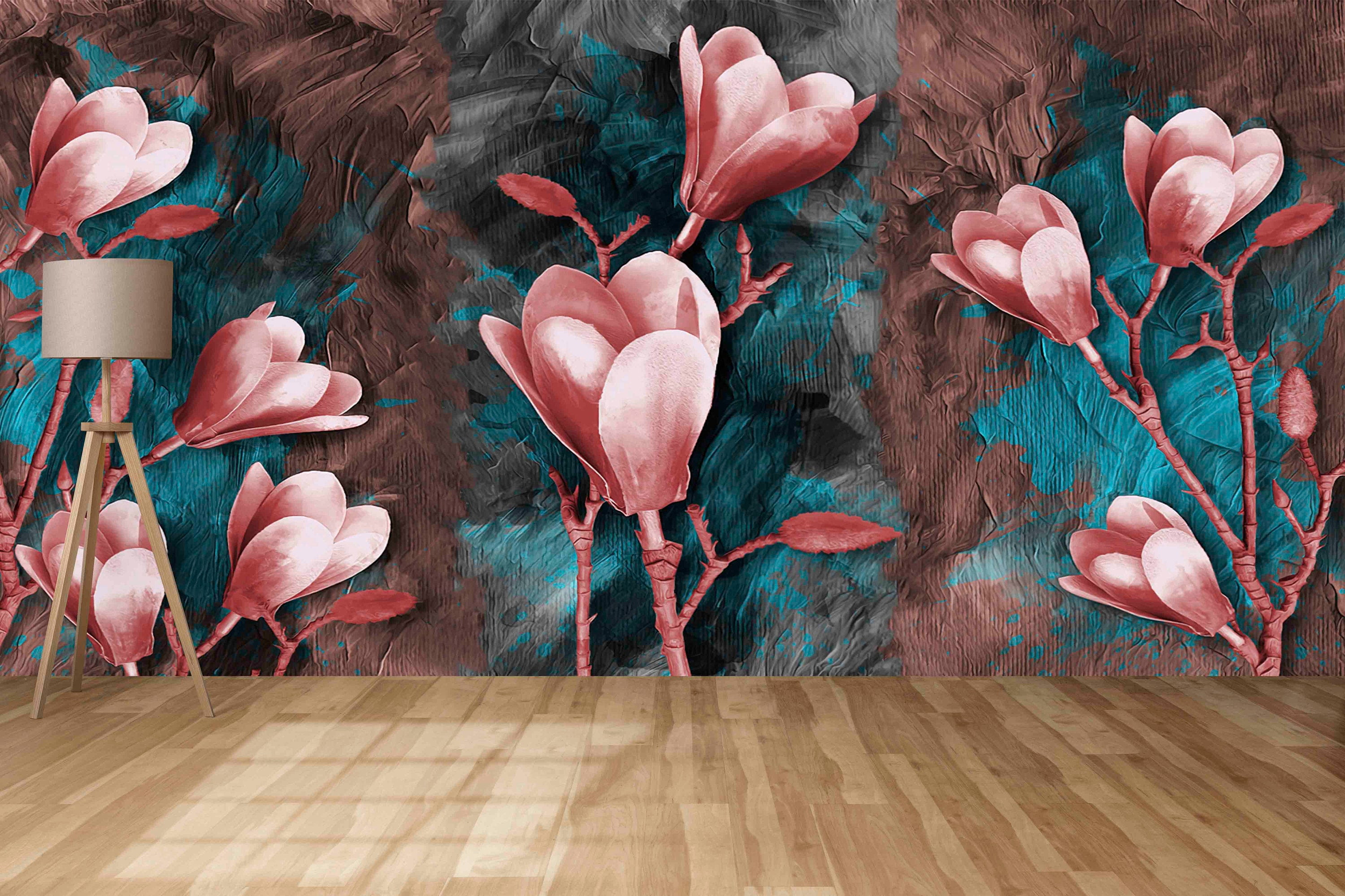 Abstract Wallpaper, Custom Wallpaper, Botanical Wall Mural, Paper Wall ...