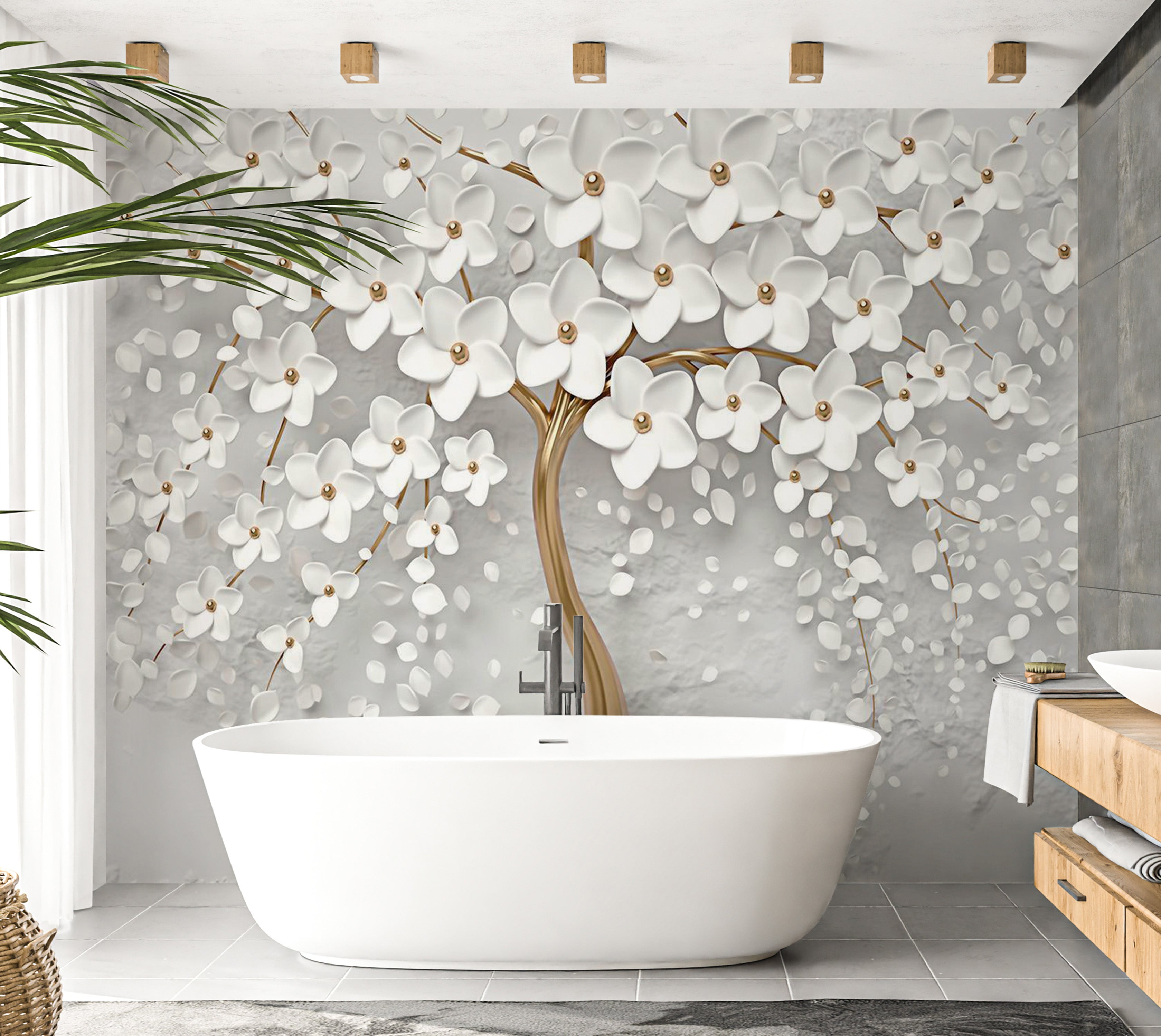 Abstract Wallpaper Wall Mural - Magic Magnolia - Walmart.com