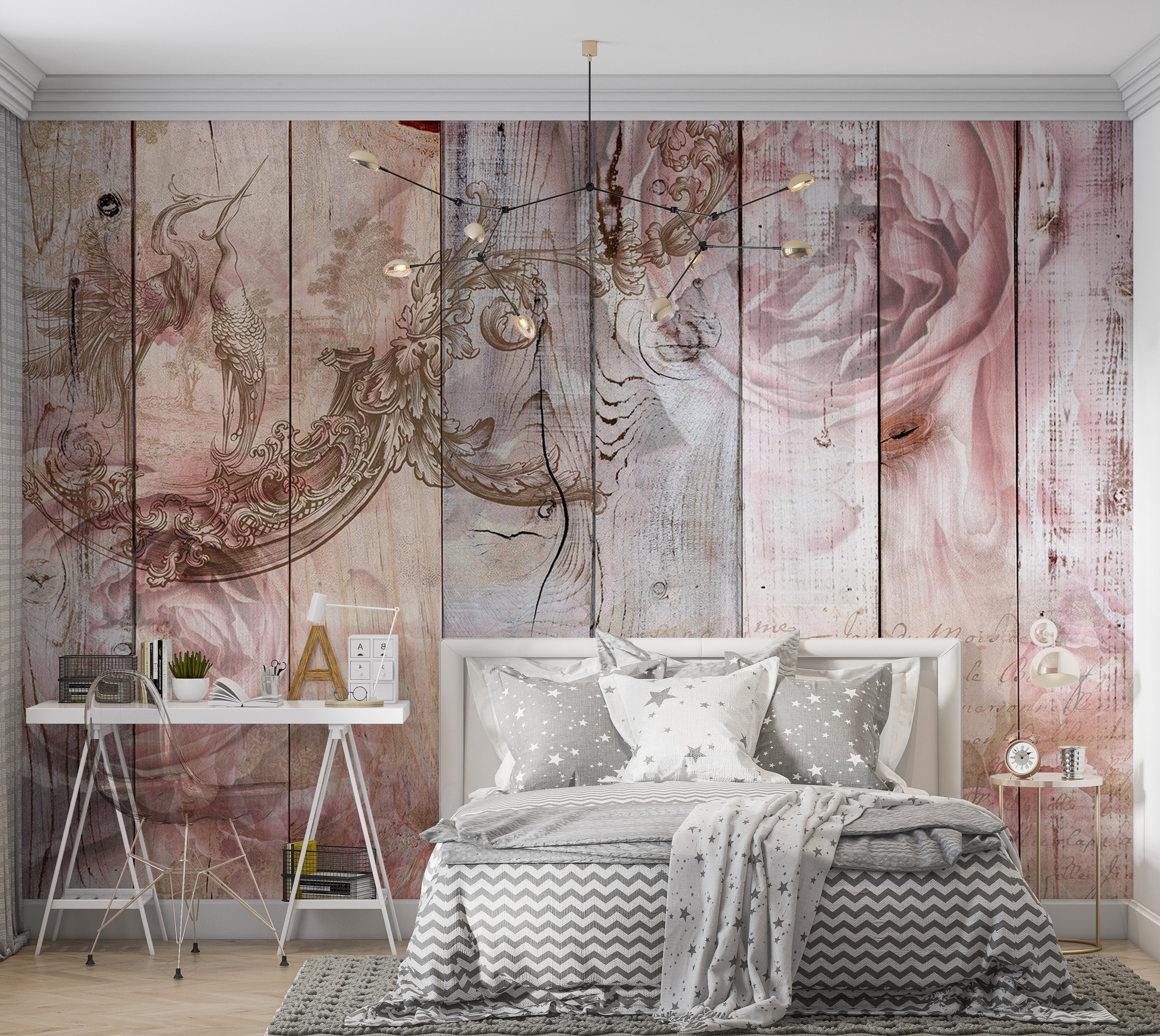 Abstract Wallpaper Wall Mural - Soft Pastel Wood Fantasy - Walmart.com