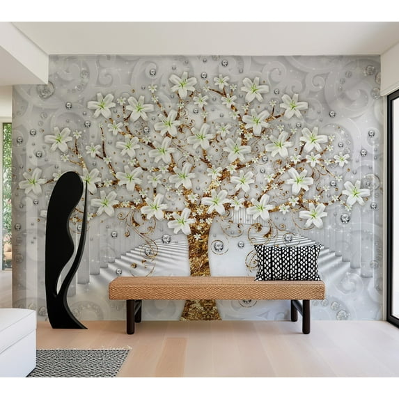 Abstract Wallpaper Wall Mural - Tree In A Tunnel - Walmart.com