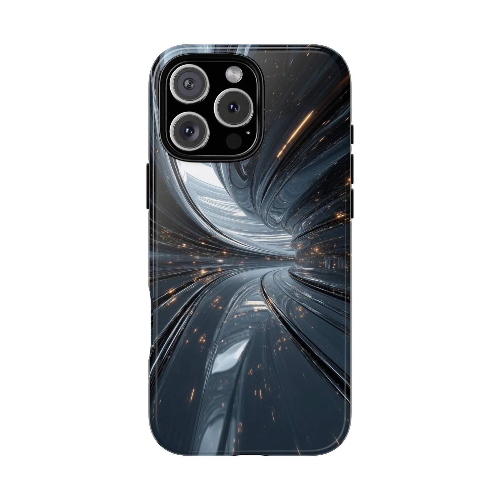 Abstract Warp Reflections on a Chrome Pathway Phone Case with iPhone 17 ...