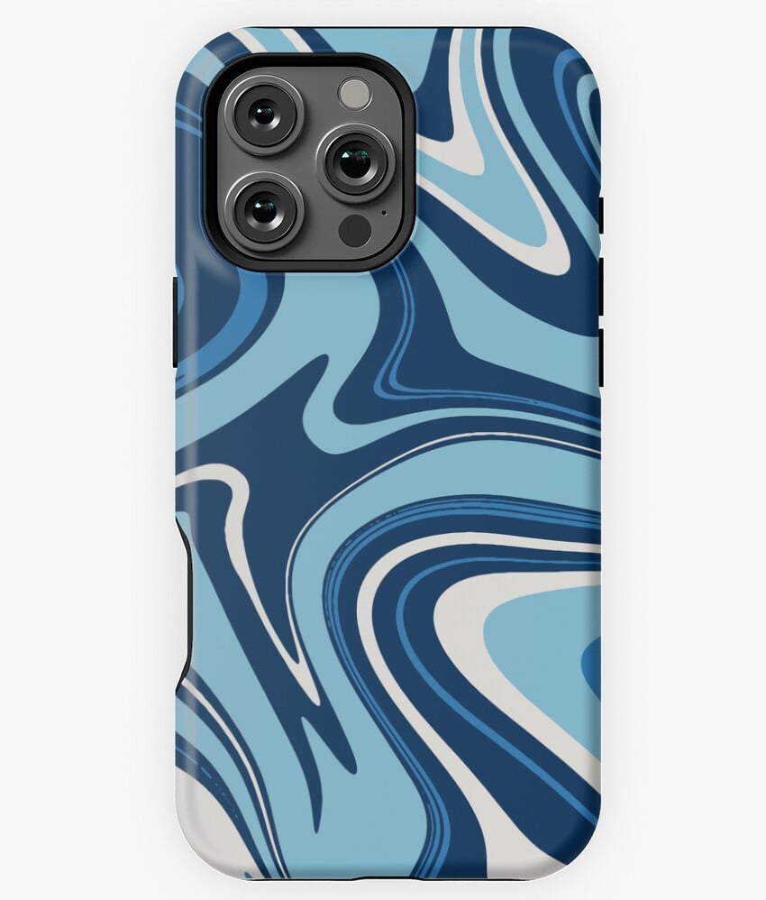 Abstract Warped Marble Pattern Blue N7140 Phone Case for iPhone 17 16 ...
