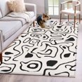 Abstract Washable Area Rug 3x5 Black and White Fluid Lines Modern ...