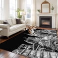 Abstract Washable Area Rug 6x9 White and Black Global Landmarks Modern ...