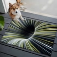 Abstract Washable Entry Rug 2x3 Lemon Yellow White Linear Warp Optical ...
