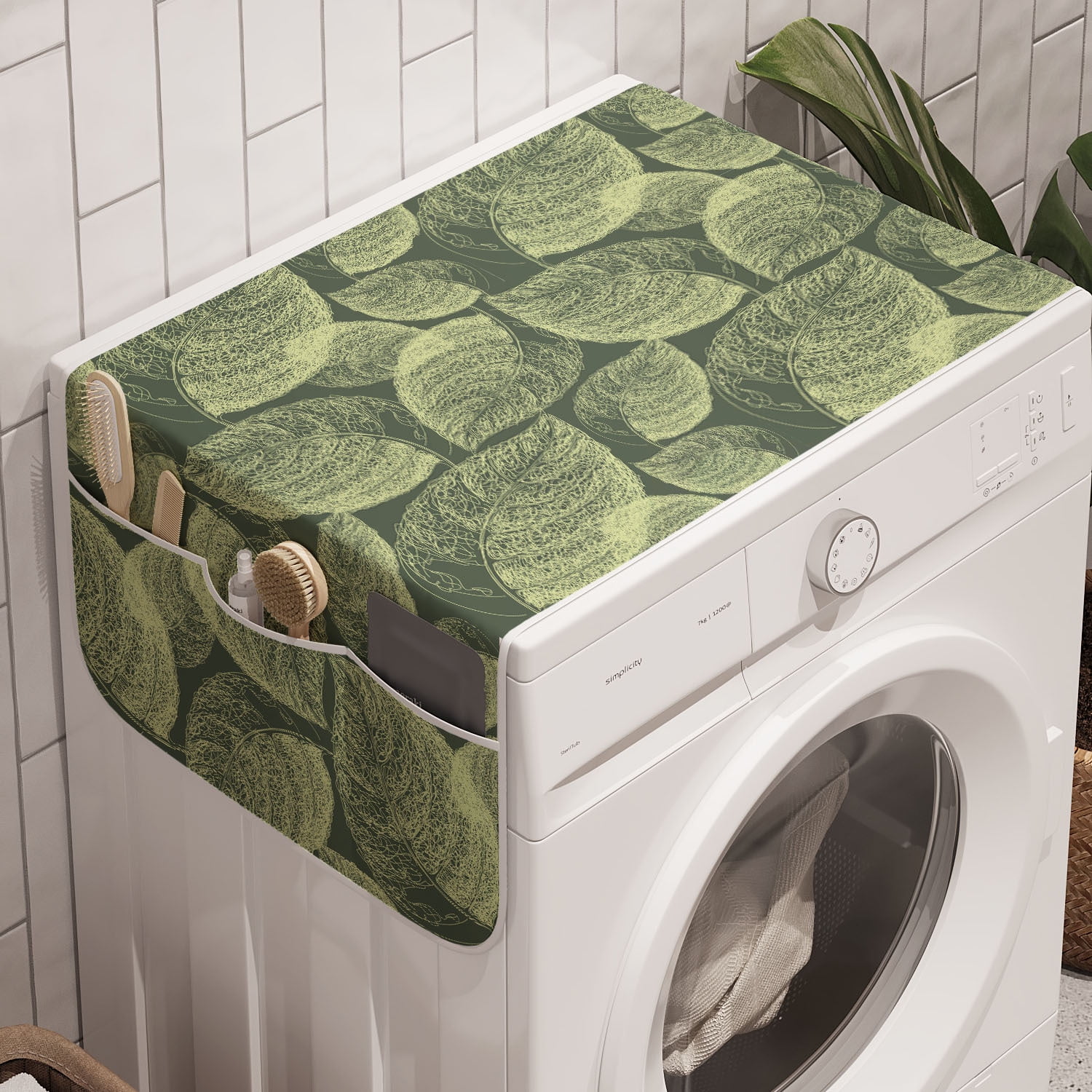 Abstract Washing Machine Organizer, Autumn Leaves Hand Drawn Art Style ...