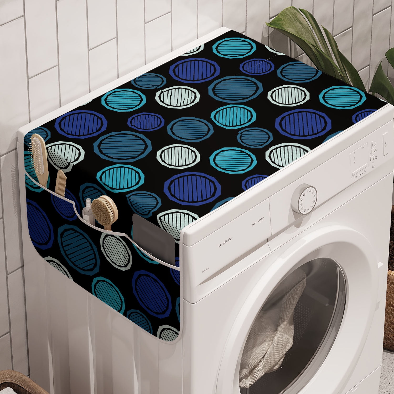 Abstract Washing Machine Organizer, Blue Color Palette Polka Dots ...
