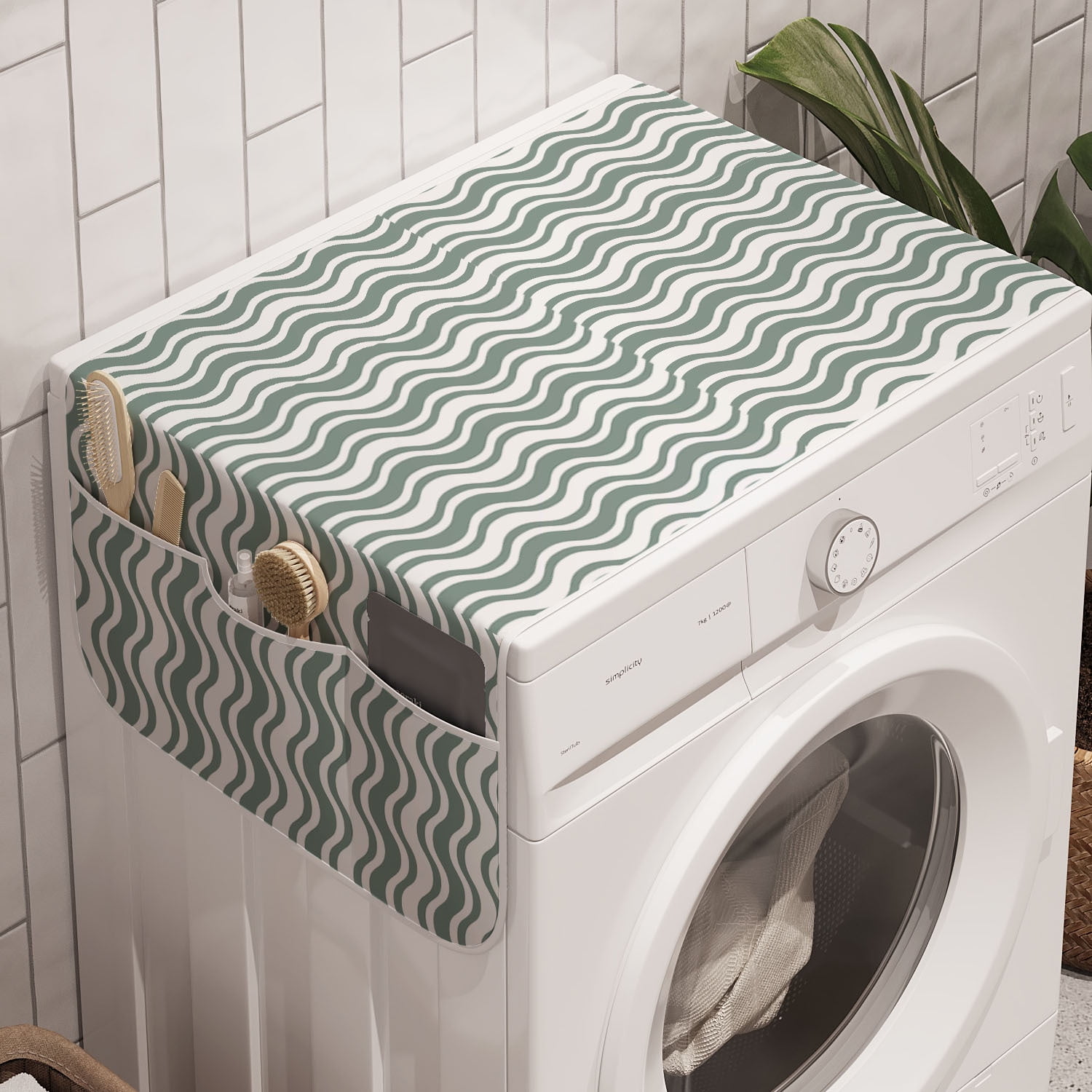 Abstract Washing Machine Organizer, Curvy Different Sized Lines Bold ...