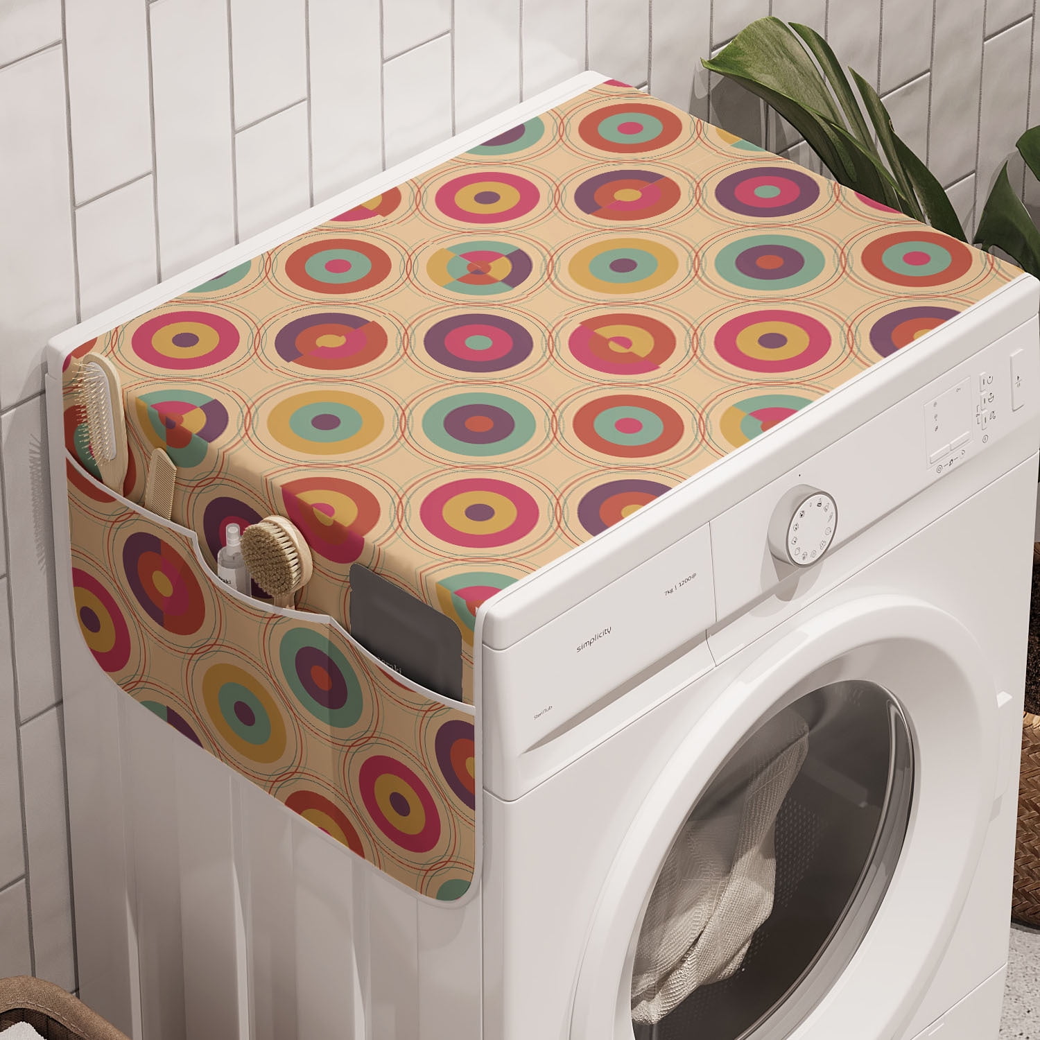 Abstract Washing Machine Organizer, Nested Design of Circular Colorful ...