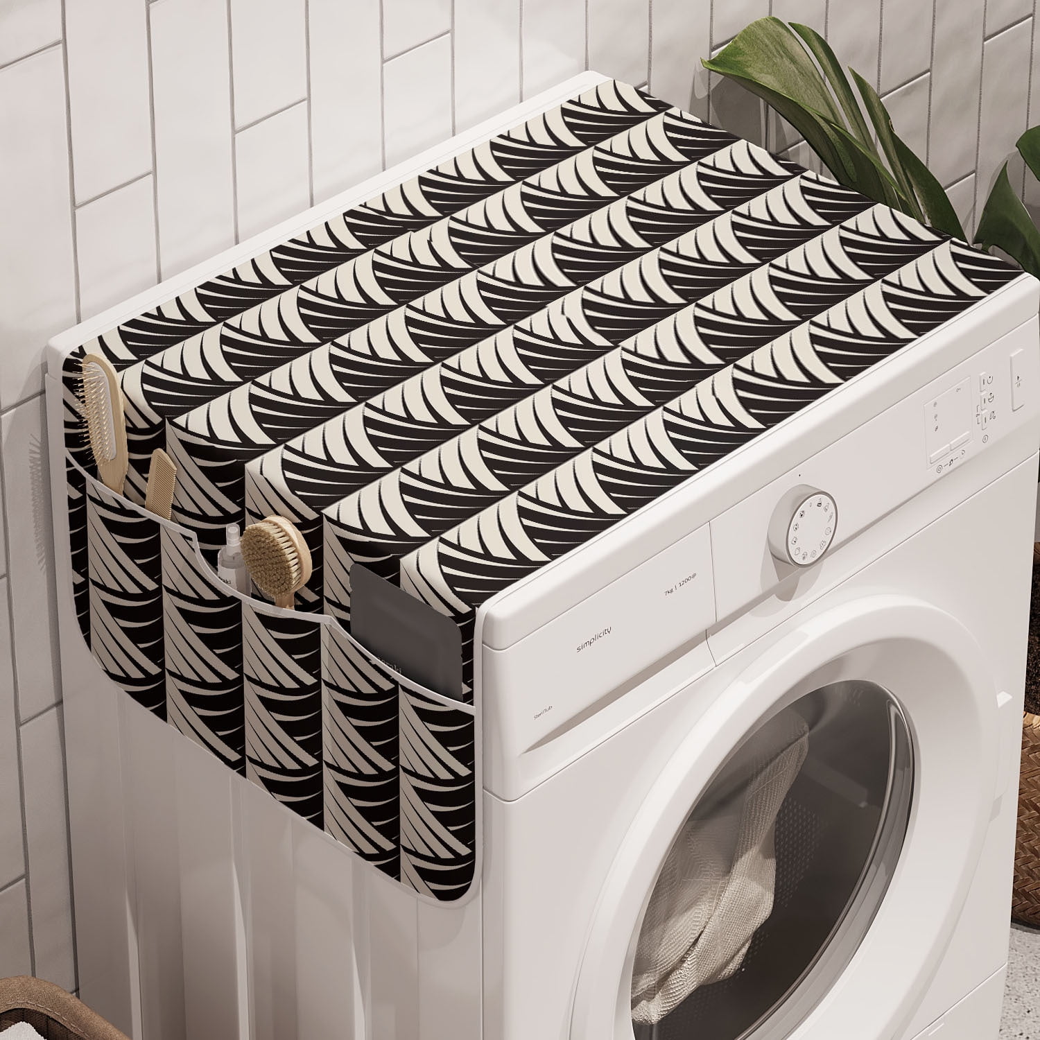 Abstract Washing Machine Organizer, Repeating Stripes with Curved Line ...
