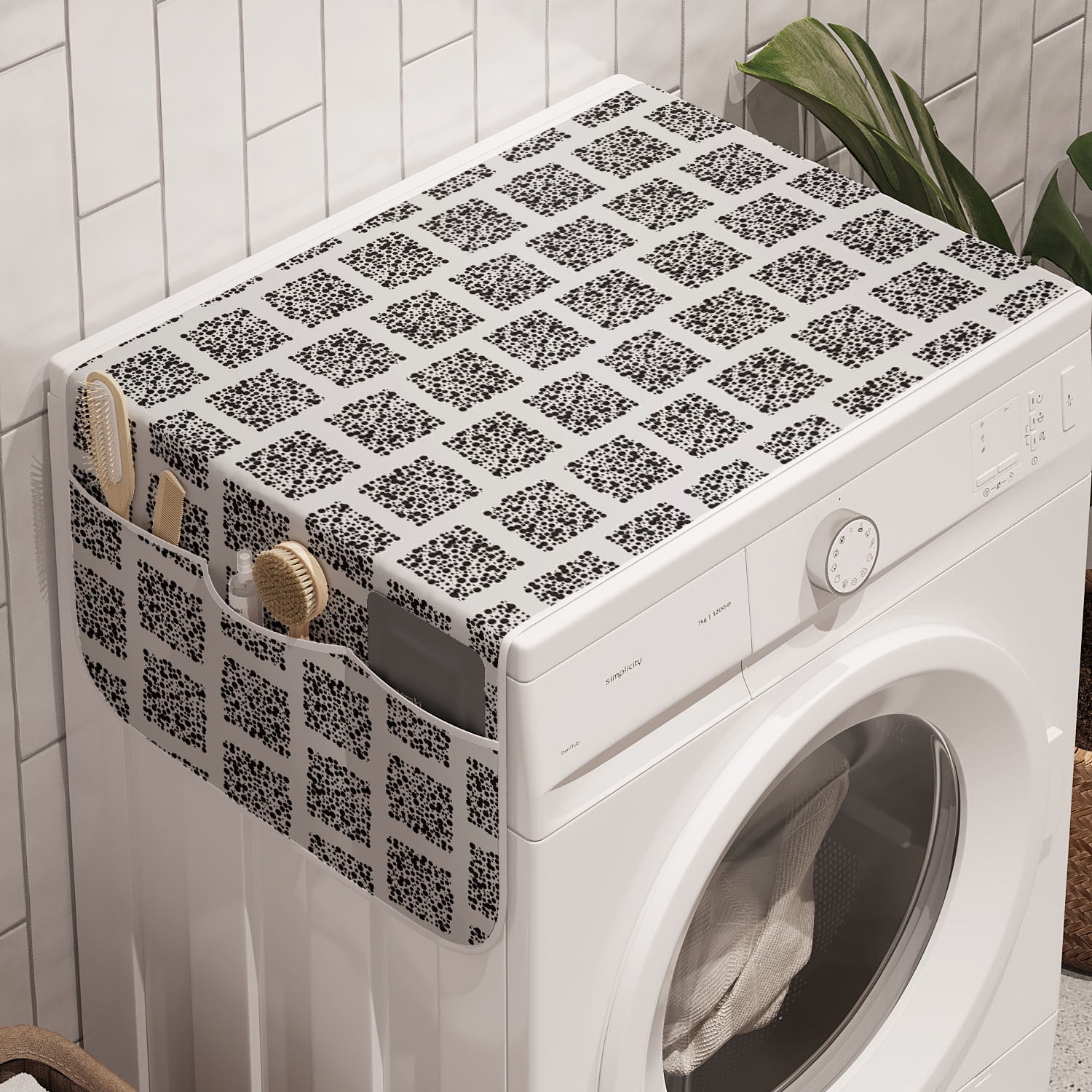 Abstract Washing Machine Organizer, Square Shapes with Doodle Little ...