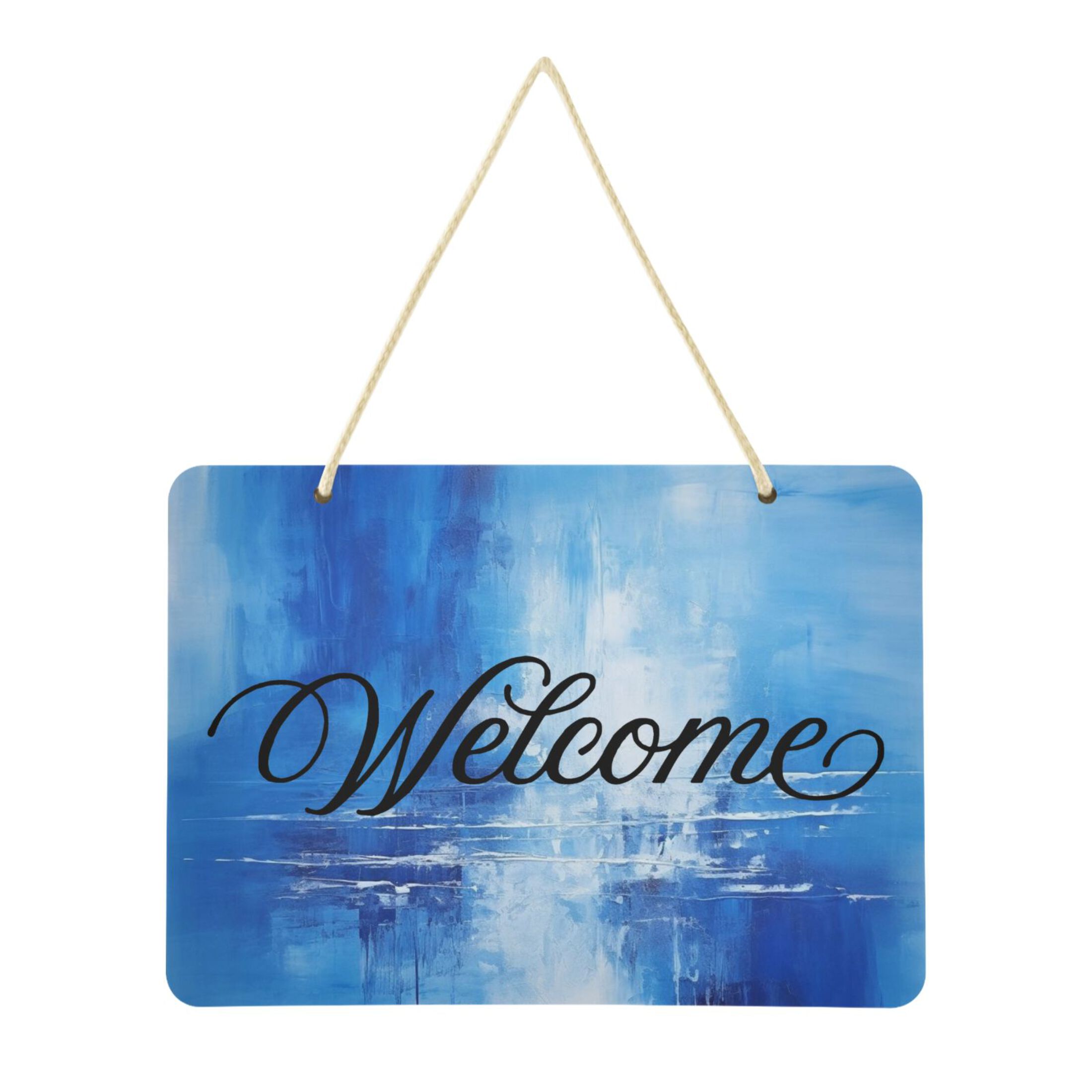 Abstract Water Painting Welcome Sign Front Door PVC 14x10 inch Hanger ...