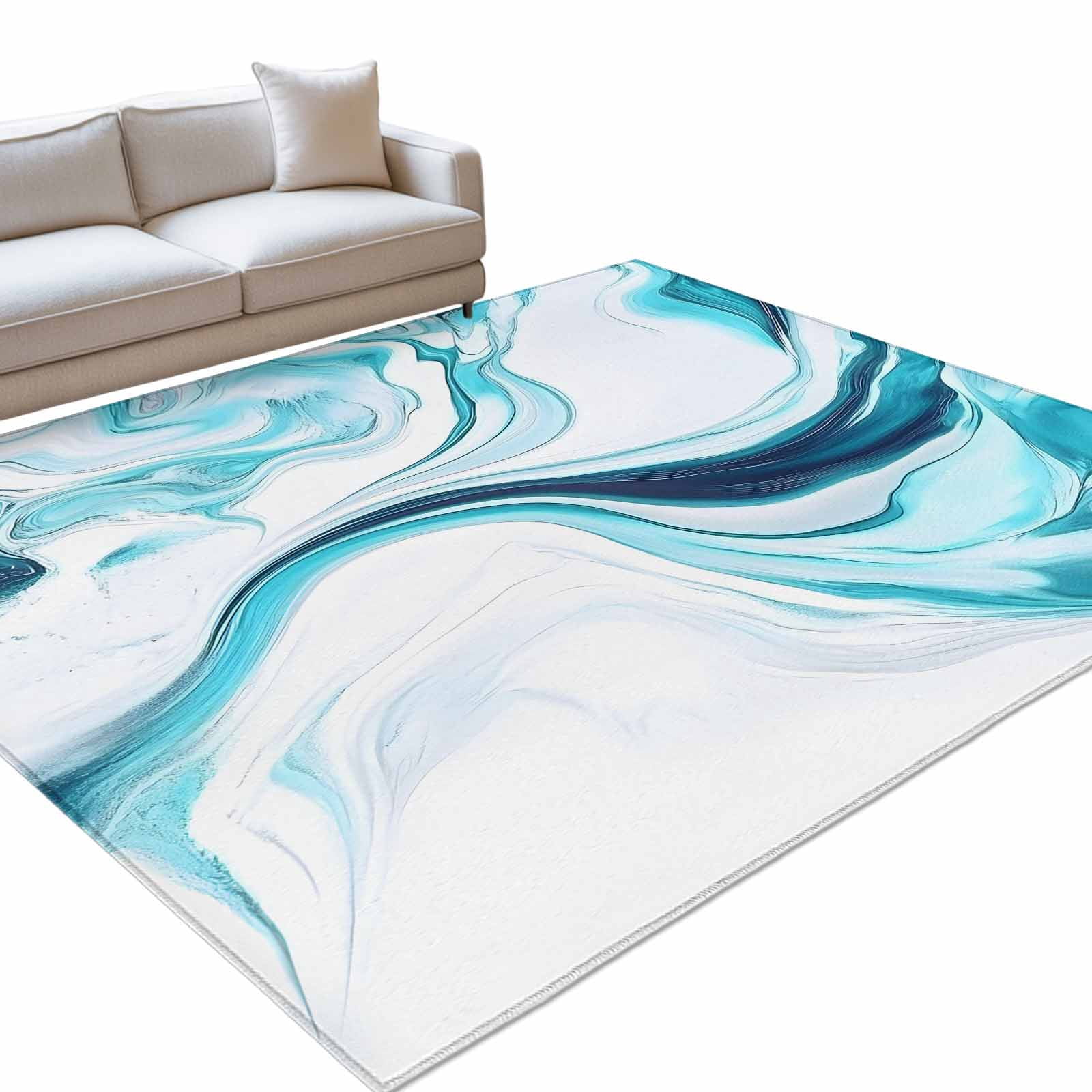 Abstract Water Ripple Area Rugs 3x5ft Blue Gradient Floor Rug Non Slip ...