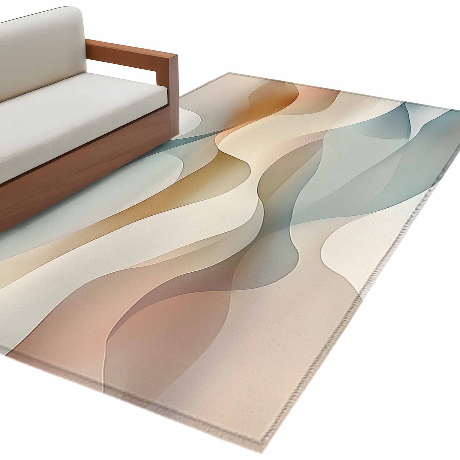 Abstract Water Ripple Area Rug 3x5ft Brown Blue Gradient Stitching Non ...