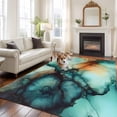 Abstract Water Ripple Art Large Area Rugs 6x9 ft Teal Green Orange ...
