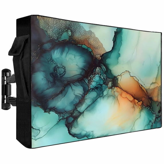 Abstract Water Ripple Art Outdoor TV Cover 40 to 43 inch Teal Green ...
