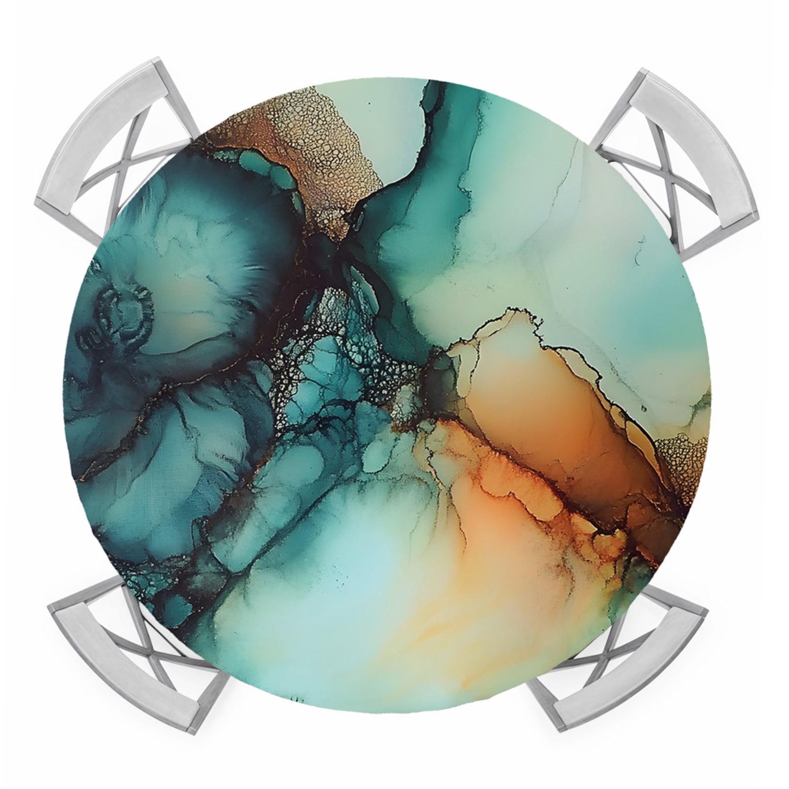 Abstract Water Ripple Art Round Fitted Tablecloth with Elastic Edge ...