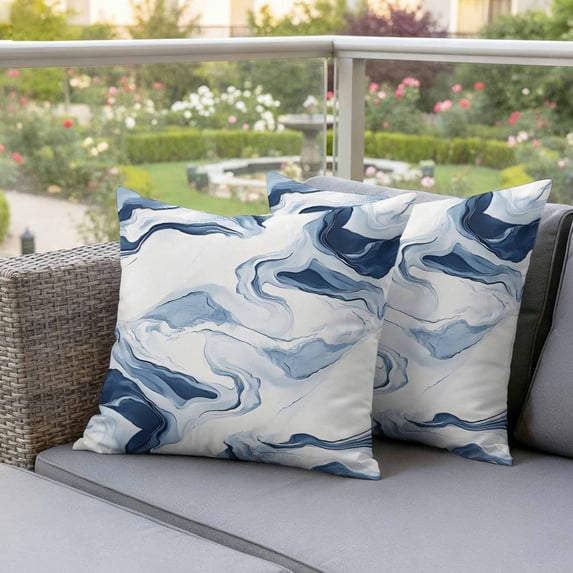 Abstract Water Ripple Blue Waterproof Throw Pillow Covers Set of 2 ...