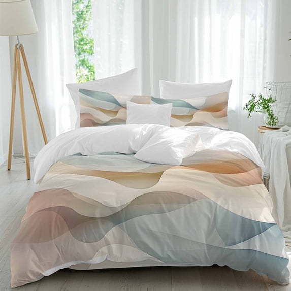 Abstract Water Ripple California King Duvet Cover Set, Brown Blue ...