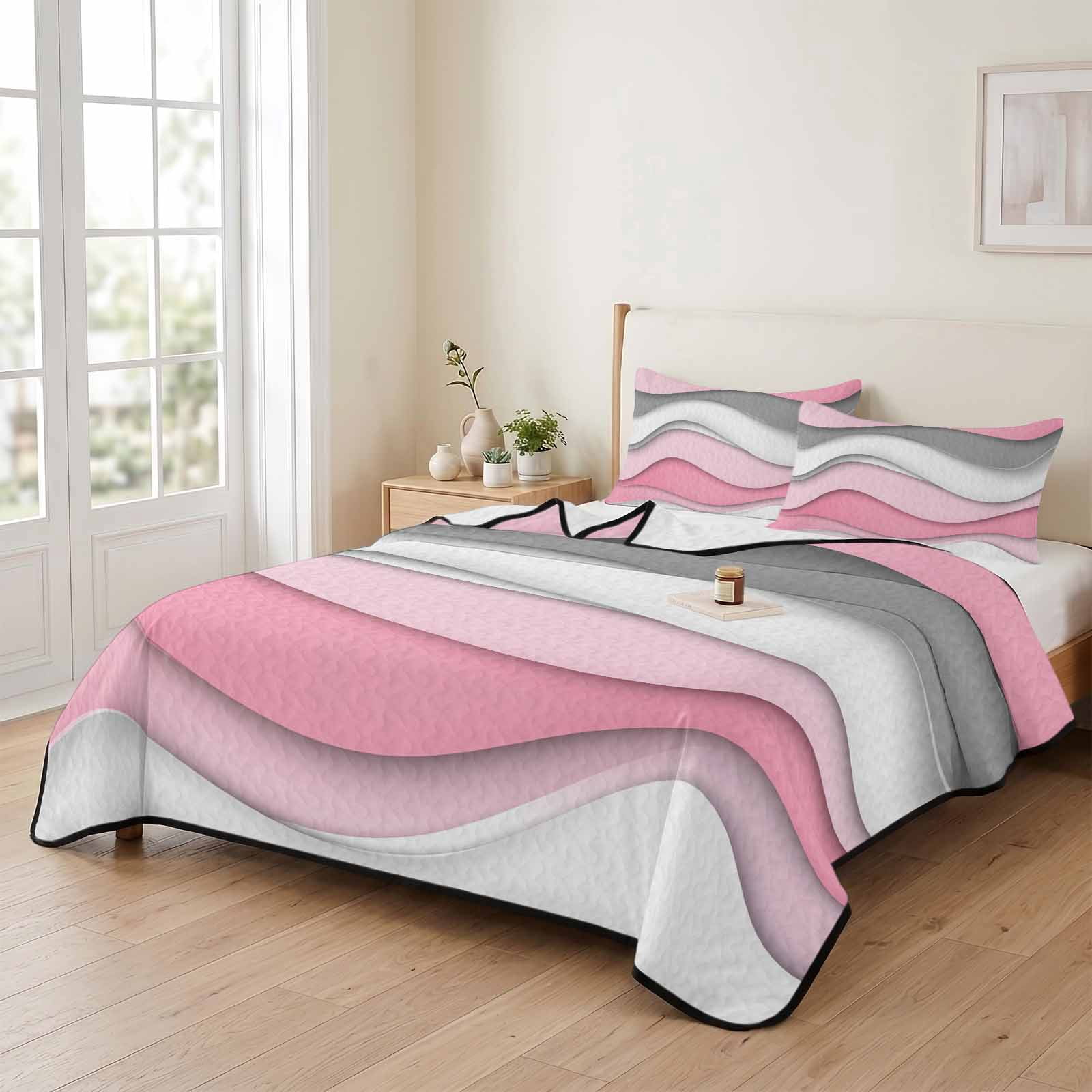 Abstract Water Ripple Ombre Art 3 Pieces Quilt Set,1 Quilt with 2 Shams ...