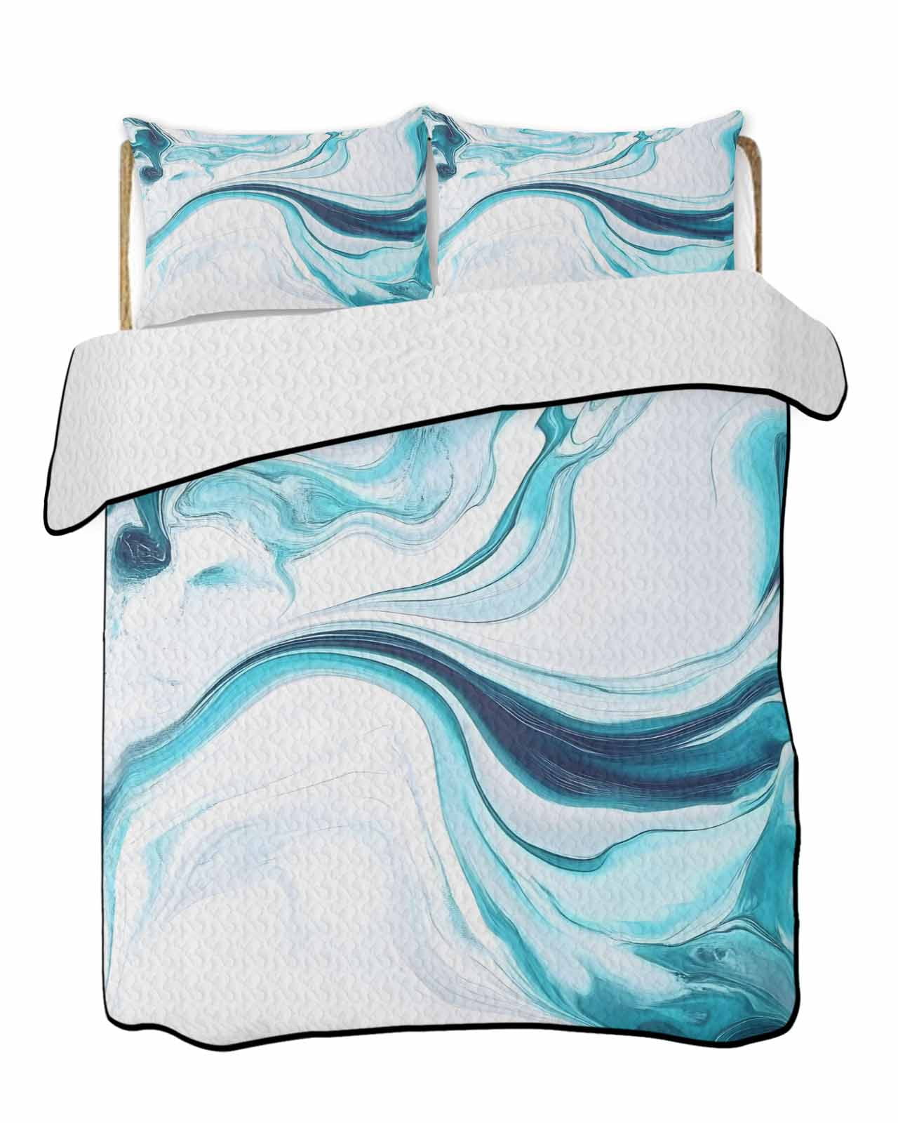 Abstract Water Ripple Quilts Bedding Set California King Blue Gradient ...