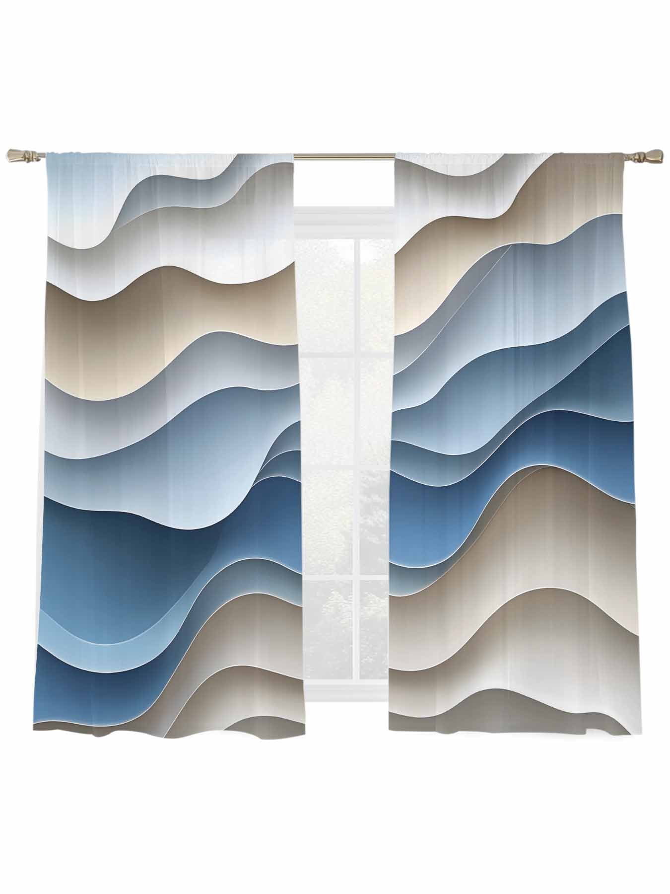Abstract Water Ripple Sheer Curtains for Living Room Bedroom, Light ...