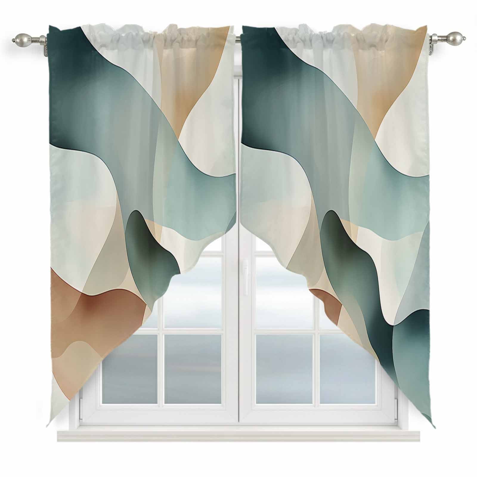 Abstract Water Ripple Swag Curtain Valance for Window 2 Panels Blue ...