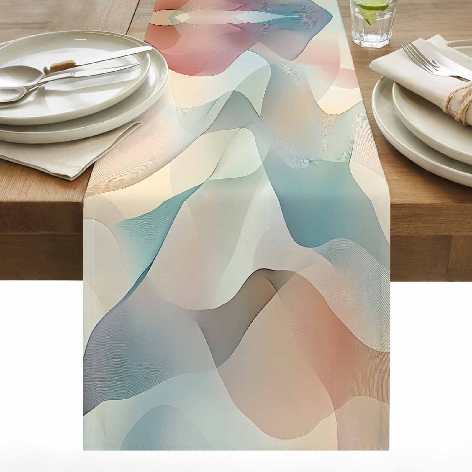 Abstract Water Ripple Table Runner 13x60 inch Blue Brown Gradient ...