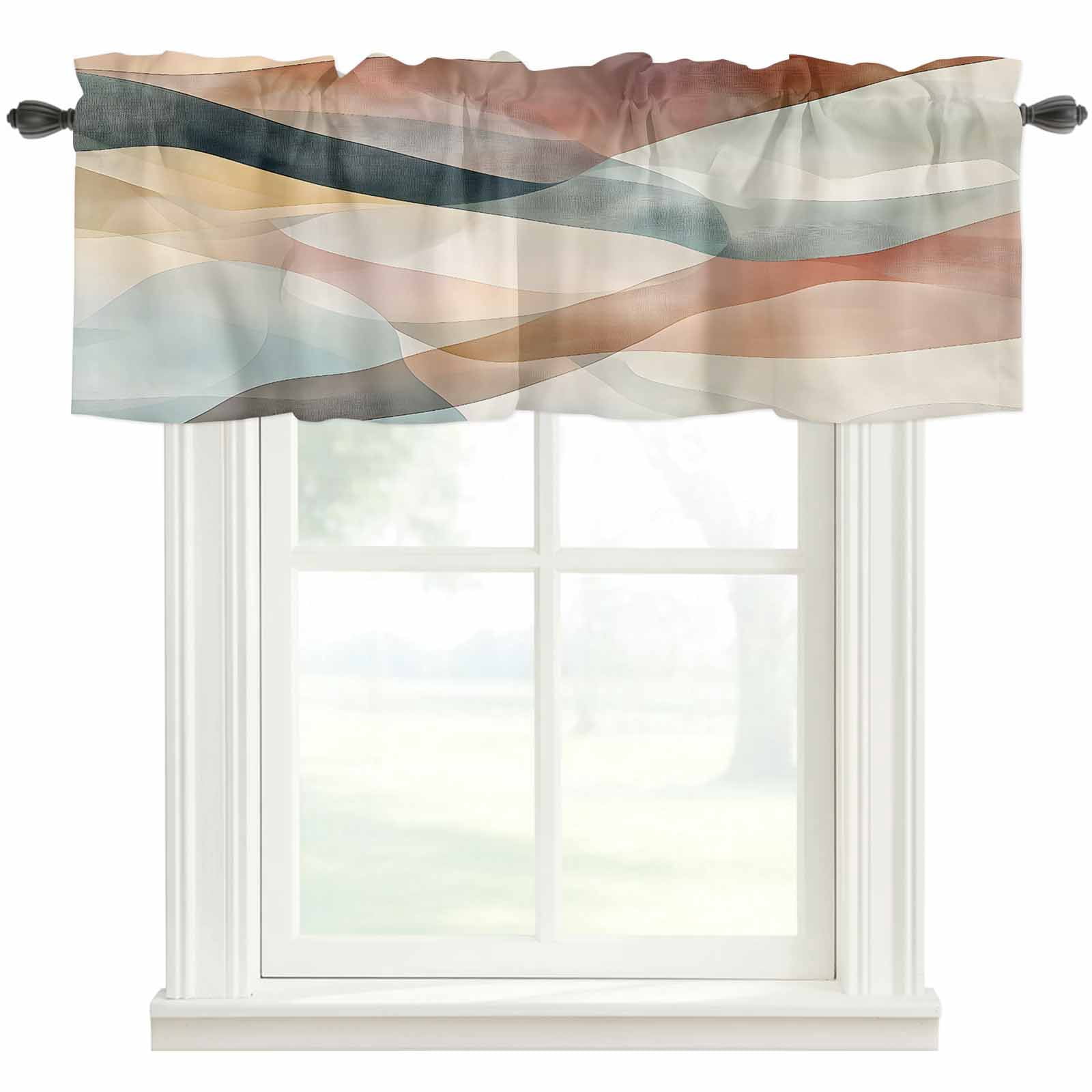 Abstract Water Ripple Window Valance Curtain Gradient Art Rod Pocket ...