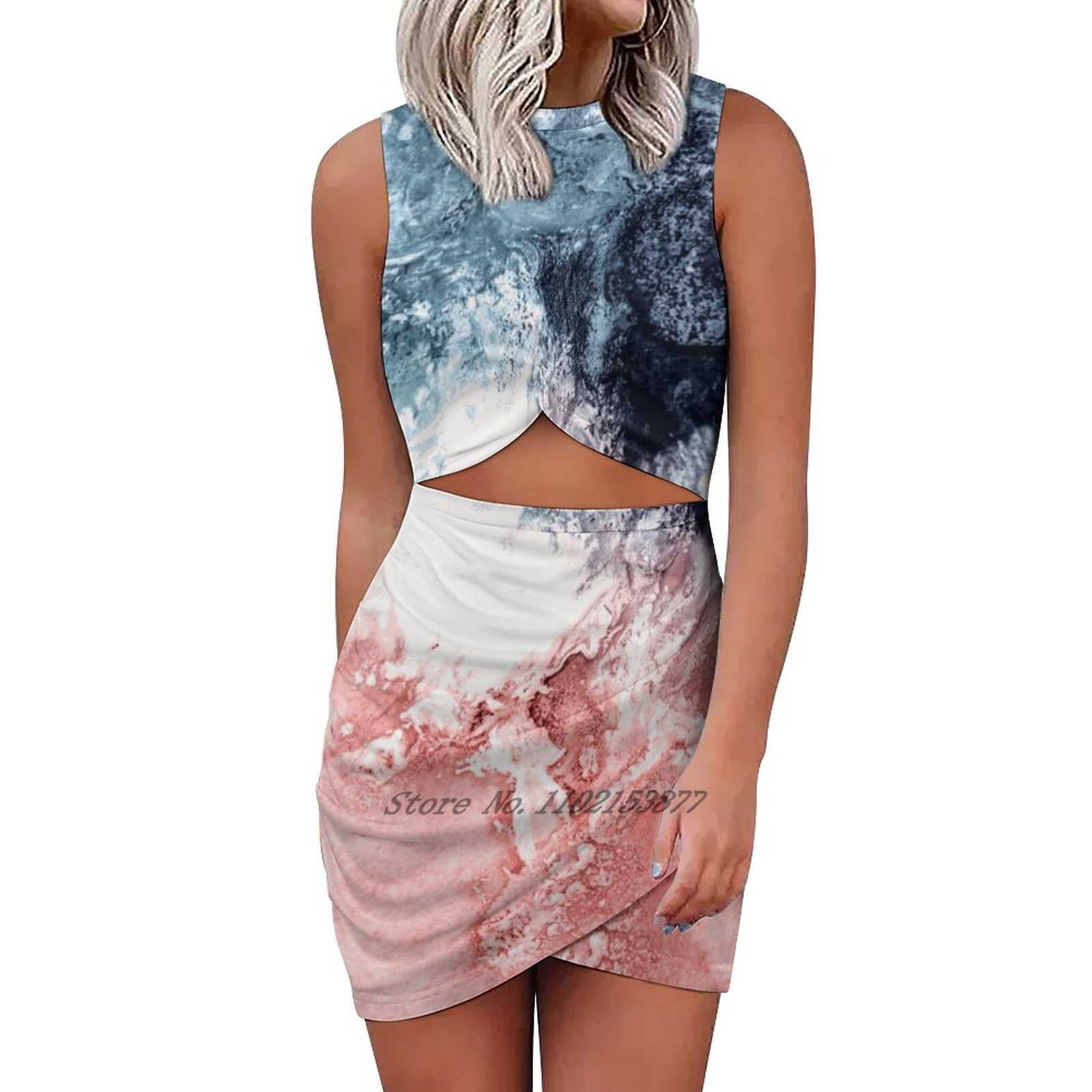 Abstract Watercolor Aerial Coastal View Loose Pocket Dress Women'S ...