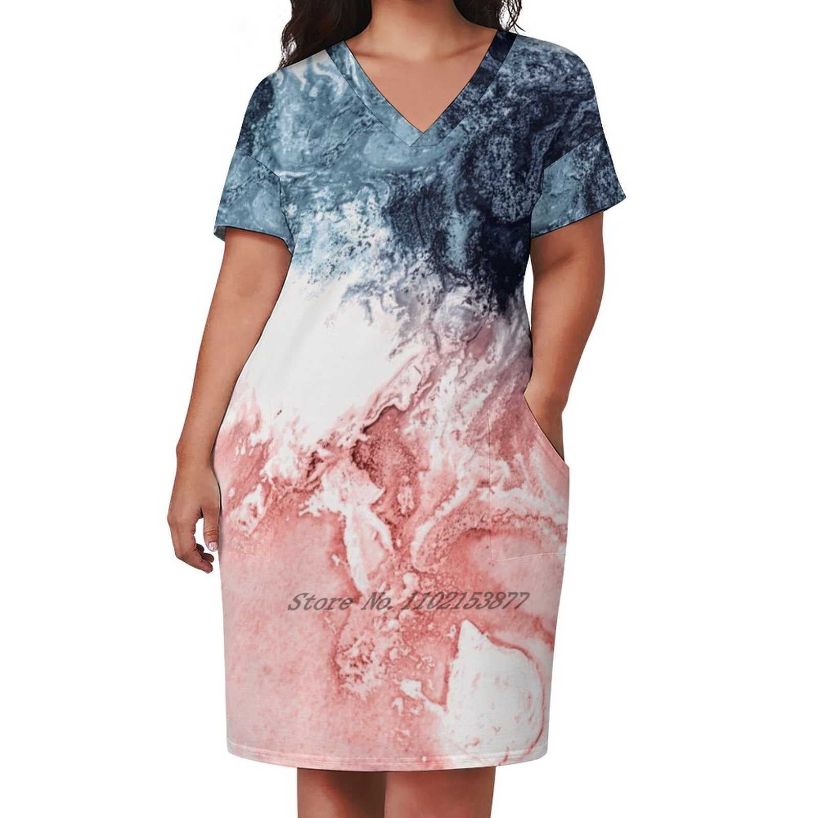 Abstract Watercolor Aerial Coastal View Loose Pocket Dress Women'S ...