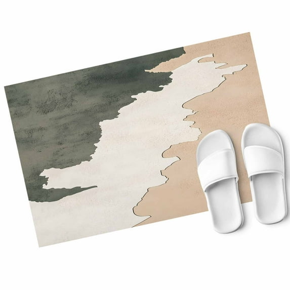 Abstract Watercolor Beach Waves Door Mat Retro Brown Sand Non Slip ...