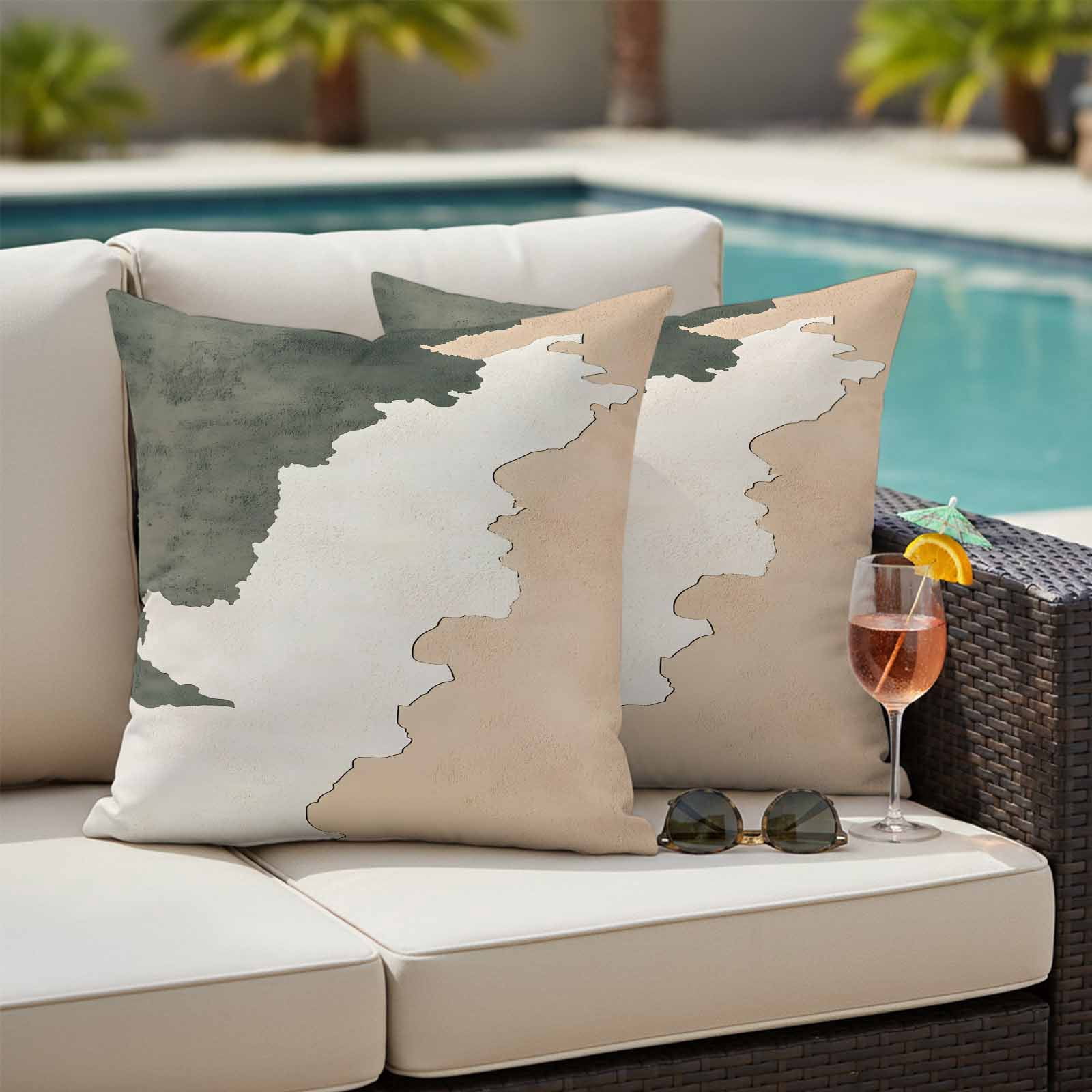 Abstract Watercolor Beach Waves Outdoor Throw Pillow Covers Set of 2 ...