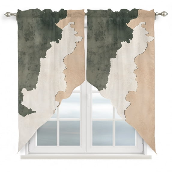 Abstract Watercolor Beach Waves Swag Valances for Windows 36 inches ...