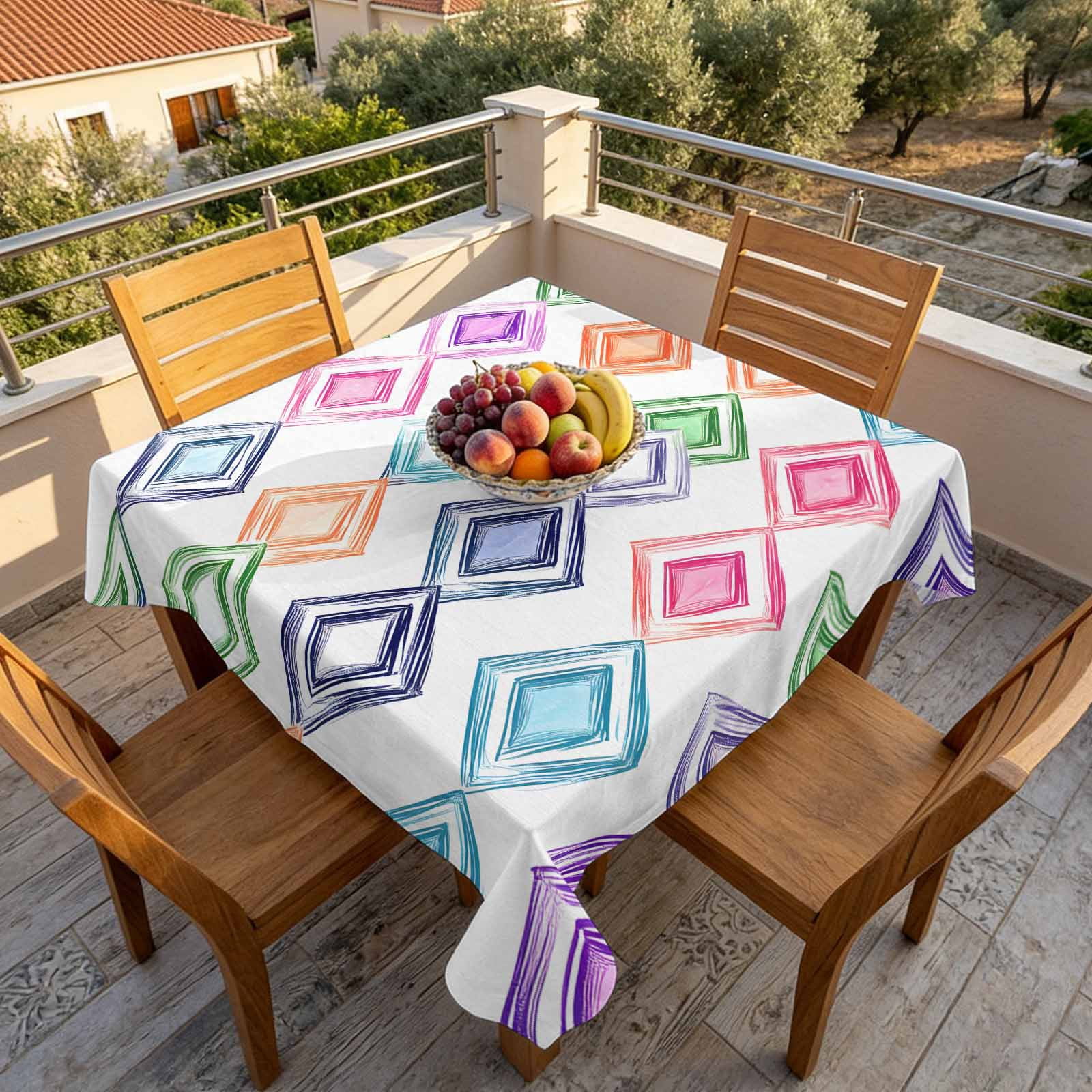 Abstract Watercolor Blocks Table Cloth 60x60in, Waterproof Square ...