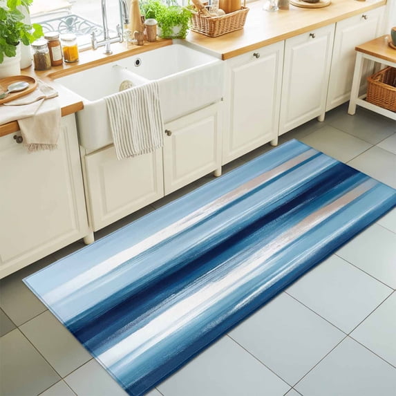 Abstract Watercolor Blue Ripple Rectangle Rug 2'x6' Graffiti Colored ...