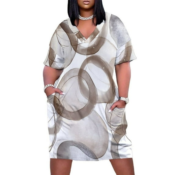 Abstract Watercolor Circles Design Loose Pocket Dress Dresses Summer ...